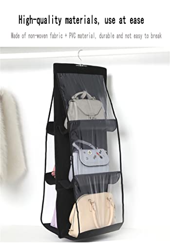 DCVFRQ Double-Sided Six-Layer Bag Hanging Bag Non-Woven Hanging Handbag Storage Hanging Bag Bag Storage Bag 140g Integrated Structure, Gray