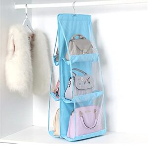 DCVFRQ Double-Sided Six-Layer Bag Hanging Bag Non-Woven Hanging Handbag Storage Hanging Bag Bag Storage Bag 140g Integrated Structure, Gray