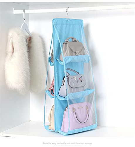 DCVFRQ Double-Sided Six-Layer Bag Hanging Bag Non-Woven Hanging Handbag Storage Hanging Bag Bag Storage Bag 140g Integrated Structure, Gray