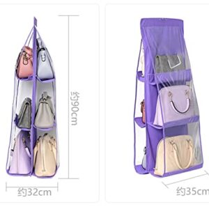 DCVFRQ Double-Sided Six-Layer Bag Hanging Bag Non-Woven Hanging Handbag Storage Hanging Bag Bag Storage Bag 140g Integrated Structure, Gray