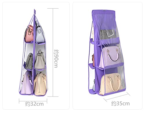 DCVFRQ Double-Sided Six-Layer Bag Hanging Bag Non-Woven Hanging Handbag Storage Hanging Bag Bag Storage Bag 140g Integrated Structure, Gray