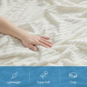 Nestl Soft King Size Blanket – Cozy Bed Blankets King Size, Warm King Blanket, Lightweight King Size Blankets for Bed, Cut Plush Fleece Blanket King Size, White King Size Fuzzy Blanket 108 x 90 Inches