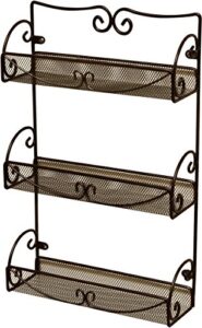 decobros 3 tier wall mounted spice rack, bronze