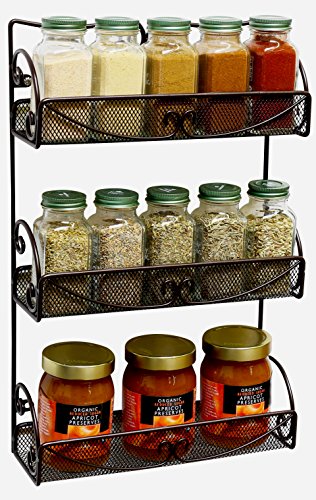 DecoBros 3 Tier Wall Mounted Spice Rack, Bronze