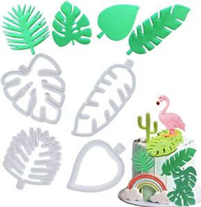 mity rain tropical leaf cookie cutter - hawaiian palm leaves fondant cutters set for gum paste , sugarcraft candy, luau cake decorating （4pcs）