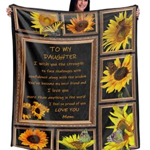 Golden Sunflower Frame Letter to Daughter Throw Blanket Gifts for Daughters from Mothers Daughter Birthday Gifts Blanket Daughter Blanket