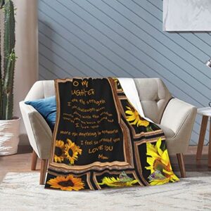 Golden Sunflower Frame Letter to Daughter Throw Blanket Gifts for Daughters from Mothers Daughter Birthday Gifts Blanket Daughter Blanket