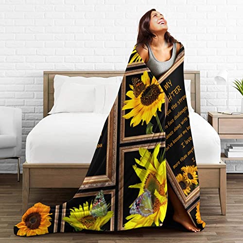 Golden Sunflower Frame Letter to Daughter Throw Blanket Gifts for Daughters from Mothers Daughter Birthday Gifts Blanket Daughter Blanket