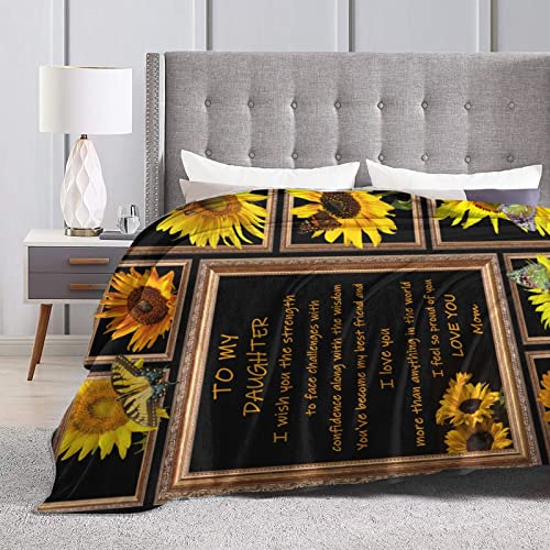 Golden Sunflower Frame Letter to Daughter Throw Blanket Gifts for Daughters from Mothers Daughter Birthday Gifts Blanket Daughter Blanket