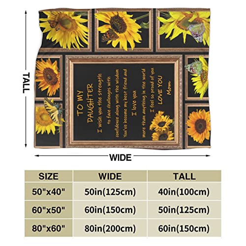 Golden Sunflower Frame Letter to Daughter Throw Blanket Gifts for Daughters from Mothers Daughter Birthday Gifts Blanket Daughter Blanket