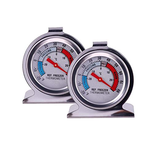 2 Pack JSDOIN Freezer Refrigerator Refrigerator Thermometers Large Dial Thermometer (2 Pack)