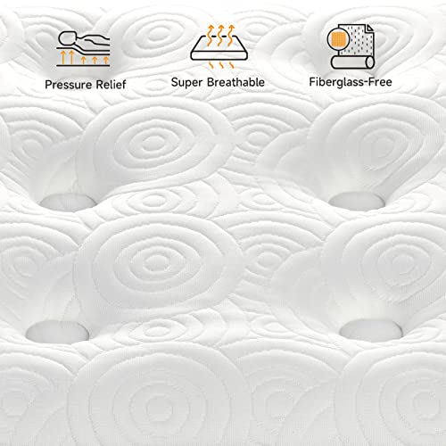 Vesgantti Full Size Mattress, 10 Inch Hybrid Full Mattress in a Box, Pillow Top Double Bed Mattress, Gel Memory Foam and Pocket Coils Innerspring Mattresses, Pressure Relief, Medium Firm Plush Feel