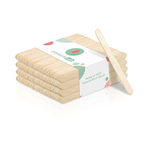 PopsicleLab Popsicle Sticks (200 Pieces / 4.5" Length), Food Grade 100% Natural Birch Wood Ice Cream Sticks, Eco-Friendly Wooden Craft Sticks, Reusable Ice Pop Sticks, DIY Crafting Popsicle Stick