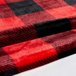 Premium Plaid Sherpa Fleece Throw Blanket | Super Soft, Cozy, Plush, Lightweight Microfiber, Reversible Throw for Couch, Sofa, Bed, All Season (50 X 60 Inches Red)