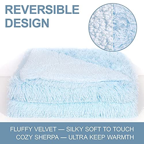 Zareas Soft Throw Blanket, 50" x 60" Faux Fur Plush Sherpa Cozy Blanket for Couch, Thick Warm Blankets for Winter, Fluffy Christmas Blanket, Fuzzy Comfy Velvet Blanket for Bed Sofa, Ice Blue