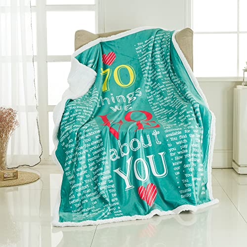 Piwaka Birthday Gifts for Women 70th Birthday Decorations 70 Year Old Gifts Mens 70th Birthday Gift Ideas Gifts for 70 Years Throw Blanket (Sherpa Fleece, 70th_Teal)