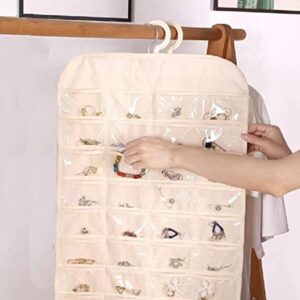 GUAGLL Beige 80-Compartment Double-Sided Jewelry Business ID Card Dustproof Storage Bag