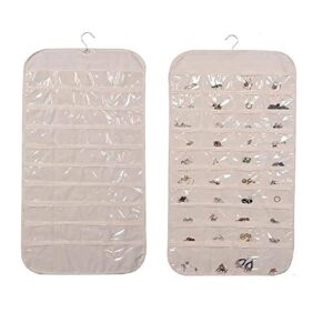 GUAGLL Beige 80-Compartment Double-Sided Jewelry Business ID Card Dustproof Storage Bag