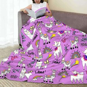 Cute Llama Alpaca Gifts Soft Warm Throw Blanket Lightweight Flannel Fleece Bed Blanket Gift for Kid Baby Adults Or Pet Chair Couch Microfiber Blankets 60"X 50"