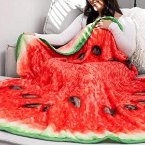 Watermelon Slice Round Fleece Throw Blanket | Plush Soft Polyester Cover For Sofa and Bed, Cozy Home Decor Room Essentials | Cute Gifts and Collectibles | 60 Inches