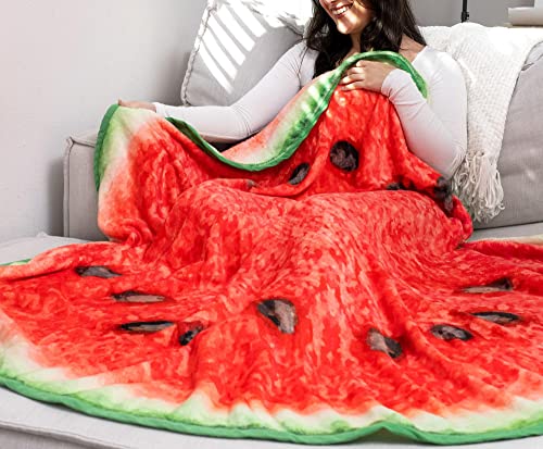 Watermelon Slice Round Fleece Throw Blanket | Plush Soft Polyester Cover For Sofa and Bed, Cozy Home Decor Room Essentials | Cute Gifts and Collectibles | 60 Inches