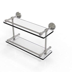 allied brass wp-2/16-gal-sn wp 2 gal waverly place inch double gallery rail glass shelf, 16 inch, satin nickel