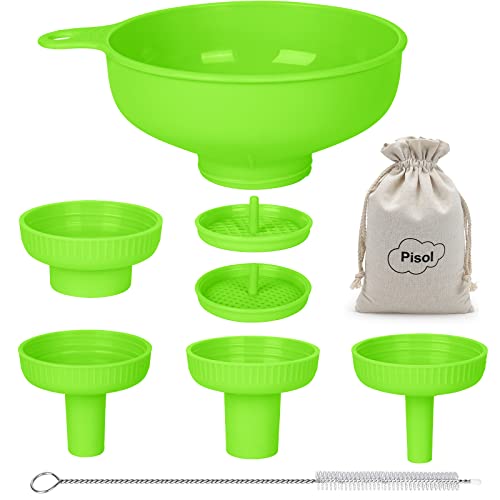 Wide Mouth Kitchen Funnel, Pisol Food Grade Plastic Cooking Canning Funnel with 4 Sizes Spouts for Filling Wide and Regular Mason Jars, Spray Dropper Oil Bottle Jug Spices Shampoo Powder Oats Sauce