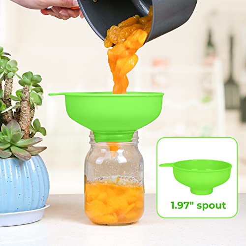 Wide Mouth Kitchen Funnel, Pisol Food Grade Plastic Cooking Canning Funnel with 4 Sizes Spouts for Filling Wide and Regular Mason Jars, Spray Dropper Oil Bottle Jug Spices Shampoo Powder Oats Sauce