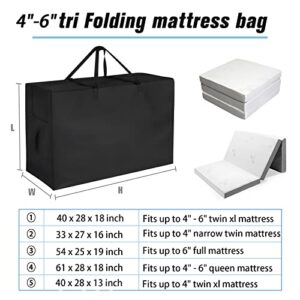 Jungda 6 Inch Full Tri Folding Mattress Storage Bags,Trifold Memory Foam Mattress Case,Portable Carrying Bag for 6" Full Size Tri Fold Mattress