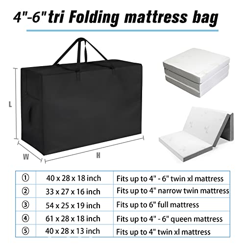 Jungda 6 Inch Full Tri Folding Mattress Storage Bags,Trifold Memory Foam Mattress Case,Portable Carrying Bag for 6" Full Size Tri Fold Mattress