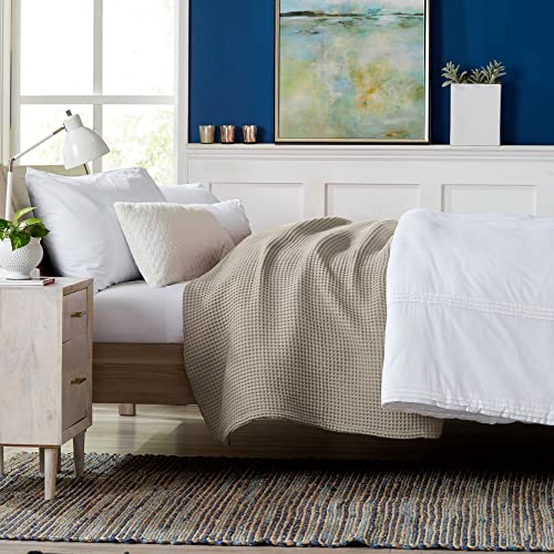 100% Cotton Waffle Weave Bed Blanket | Soft, Breathable, and Lightweight Blanket for All-Season | Perfect for Layering | Brielle Collection (King, Linen)