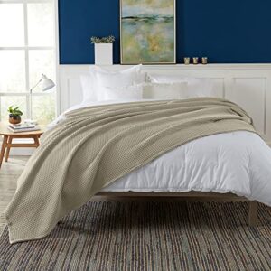 100% Cotton Waffle Weave Bed Blanket | Soft, Breathable, and Lightweight Blanket for All-Season | Perfect for Layering | Brielle Collection (King, Linen)