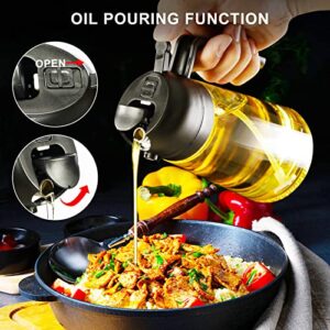 PARACITY Oil Dispenser Bottle for Kitchen, 2 in 1 Olive Oil Sprayer and Oil Dispenser, Oil Spray Bottle 500ML/ 17OZ for Cooking, Kitchen, BBQ, Air Fryer, Salad, Baking(1pcs Black)