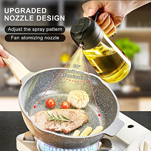 PARACITY Oil Dispenser Bottle for Kitchen, 2 in 1 Olive Oil Sprayer and Oil Dispenser, Oil Spray Bottle 500ML/ 17OZ for Cooking, Kitchen, BBQ, Air Fryer, Salad, Baking(1pcs Black)