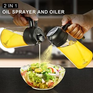 PARACITY Oil Dispenser Bottle for Kitchen, 2 in 1 Olive Oil Sprayer and Oil Dispenser, Oil Spray Bottle 500ML/ 17OZ for Cooking, Kitchen, BBQ, Air Fryer, Salad, Baking(1pcs Black)