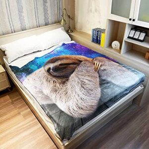 YISUMEI Galaxy Sloth Throw Blanket Cute Sloth Nebula Milky Way Fleece Blanket Soft Warm Cozy for Sofa Couch Bed 60"x80"