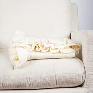 best home fashion ruffle border throw - ivory - 50" w x 60" l - (1 throw)