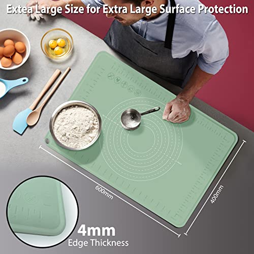 Silicone Baking Mat Extra Large Non-stick Baking Mat With High Edge, Food Grade Silicone Dough Rolling Mat For Making Cookies, Macarons, Multipurpose Mat, Countertop Mat, Placemat (16"X24")