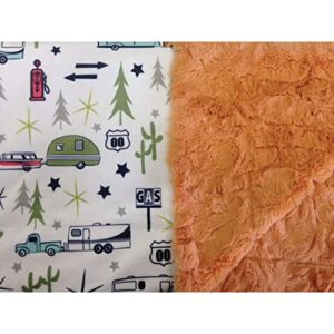 camp casual cc-005rt plush throw road trip pumpkin, 50"x60"