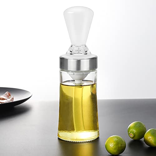 Glass Oil Dispenser Bottle for Kitchen with Brush, Oil Dispenser with Brush - Create Your Fine Cuisine - Cooking Oil Dispenser, White