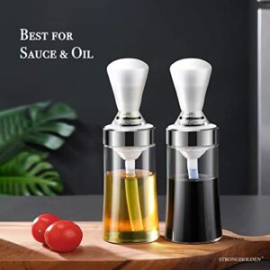 Glass Oil Dispenser Bottle for Kitchen with Brush, Oil Dispenser with Brush - Create Your Fine Cuisine - Cooking Oil Dispenser, White