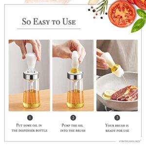 Glass Oil Dispenser Bottle for Kitchen with Brush, Oil Dispenser with Brush - Create Your Fine Cuisine - Cooking Oil Dispenser, White