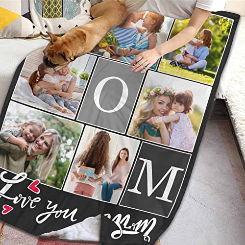 MyPupSocks Personalized Mom Gifts for Mothers Day Best Grandma Letter Blanket for Mom Mother's Day Blanket with Photos