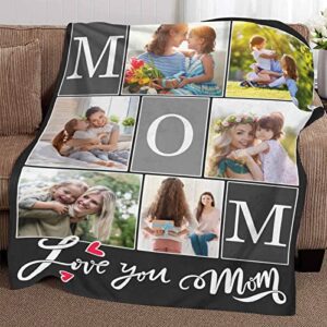 MyPupSocks Personalized Mom Gifts for Mothers Day Best Grandma Letter Blanket for Mom Mother's Day Blanket with Photos