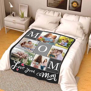 MyPupSocks Personalized Mom Gifts for Mothers Day Best Grandma Letter Blanket for Mom Mother's Day Blanket with Photos