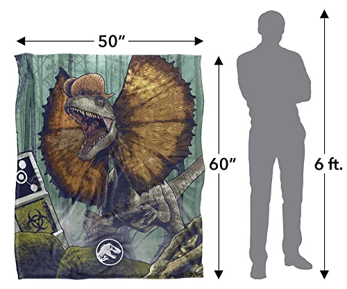 Jurassic World: Dominion Blanket, 50"x60" Dilophosaurus Silky Touch Super Soft Throw Blanket