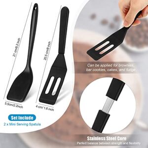 2 Pieces Mini Brownie Silicone Brownie Serving Spatula Flexible Nonstick Serve Turner Heat-Resistant Cookie Slotted Spatula for Flip Eggs in Small Frying Pan Cookie Batter Lemon Squares Baked(Black)