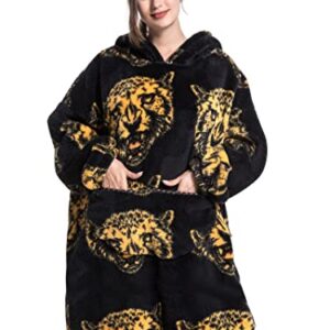 Lushforest Wearable Blanket oversized Hoodie, Super Warm and Cozy Sherpa Fleece Hooded body Sweatshirt Blanket, Thick Flannel Blanket with Elastic Sleeves and Giant Pocket for Women Adults Men Teens