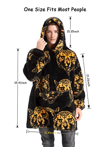 Lushforest Wearable Blanket oversized Hoodie, Super Warm and Cozy Sherpa Fleece Hooded body Sweatshirt Blanket, Thick Flannel Blanket with Elastic Sleeves and Giant Pocket for Women Adults Men Teens