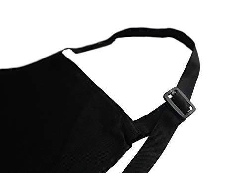 H.BETTER Kid Apron Adjustable Strap with 2 Pockets Painting Cooking Craft Backing Unisex Age 8-12(Black)